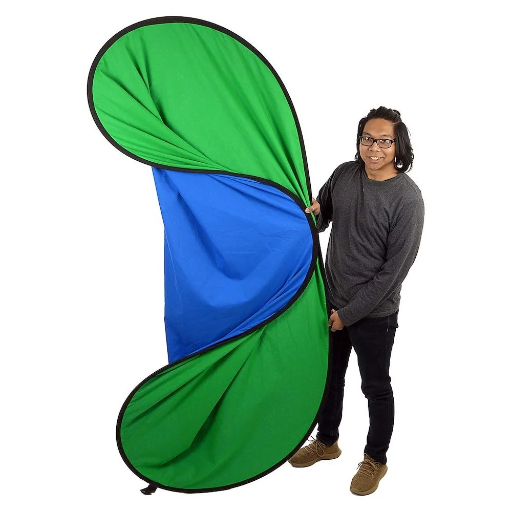 Portable Collapsible Backdrop Green Screen (Green And Blue, 6.5x5 Feet ...
